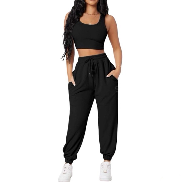 SHEIN | Tops | Shein Crop Top Joggers Set Petite Large | Poshmark